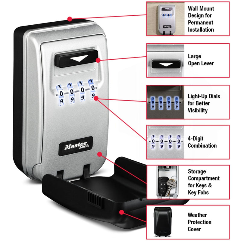 Master Lock 5425D Wall Mount Light-Up Dial Lock Box - The Lock Source