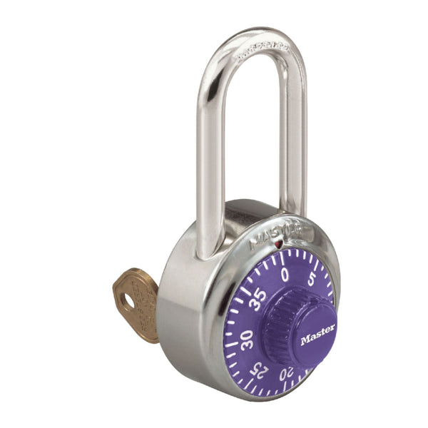 Master Lock 1525LFPRP Purple Locker Combination Padlock & Key Override ...